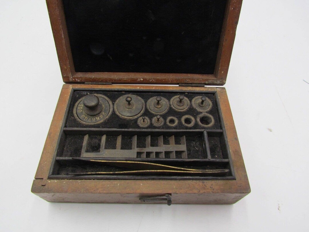 Antique Solid Brass Scale Weights 7 Pcs FRANCE W/box - Etsy