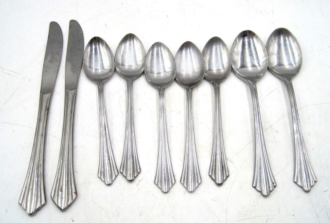 9 Pieces Home Concepts Japan Flatware Spoons Knifes Stainless Ribbed - Etsy