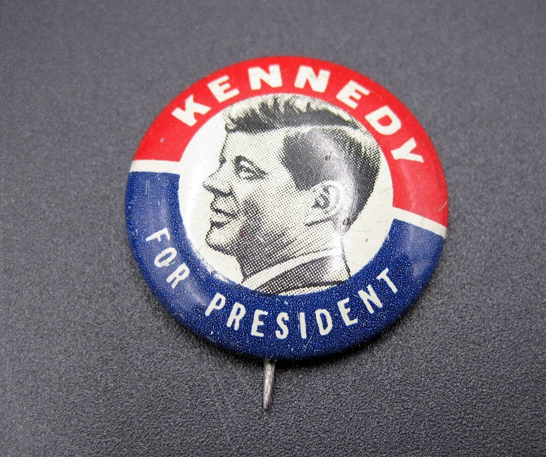 Vintage JFK Kennedy for President Button Pin Side Profile - Etsy