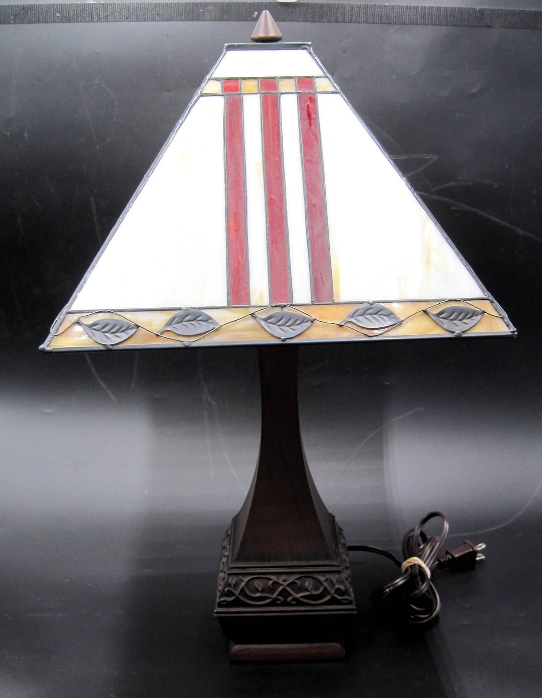 Vintage Tiffany Style Accent Lamp Mission Bedside Nightstand 21" Tall ...