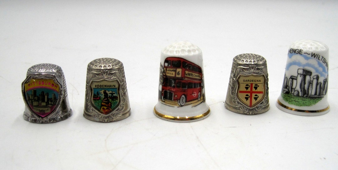 Lot of Vintage Collectible Thimbles Ceramic & Metal Birchcroft China - Etsy