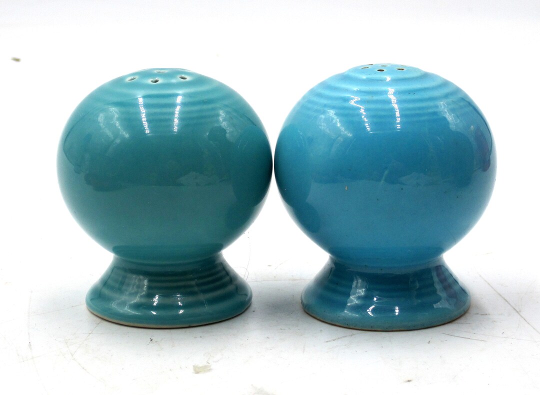 Set of 2 - 1940's FIESTA Ball Pottery Salt/pepper Shakers Blue ...