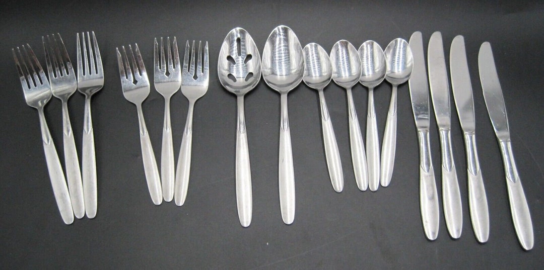 16 Pieces Cambridge Crescent Stainless Flatware W/serving - Etsy