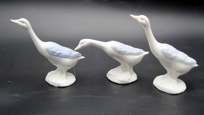 Set of 3 of D'ART SA Porcelain Goose Geese Figurines, 4 1/4 Tall, Mint ...
