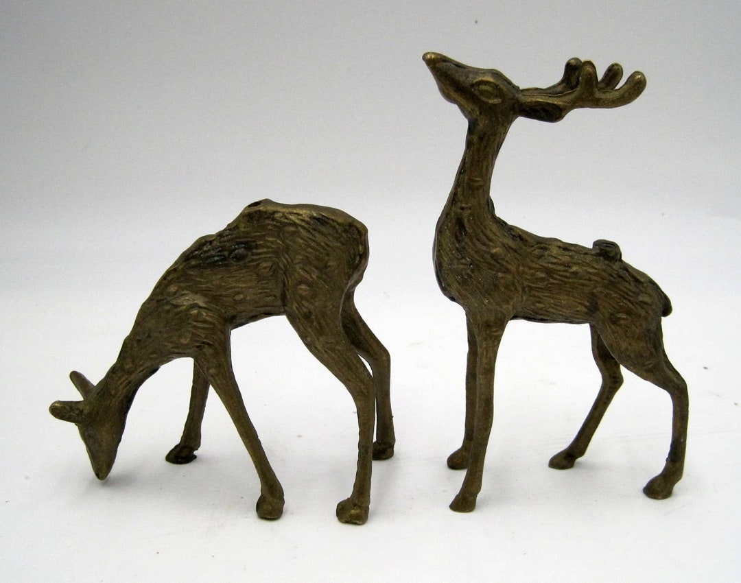 Vintage Pair Brass Deer Christmas Decor - Etsy