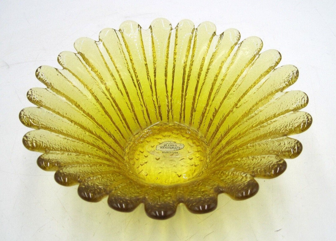 Blenko Art Glass Yellow Daisy Sunflower Bowl 7.25" - Etsy