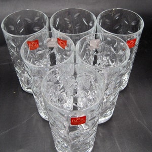 RCR LAURUS Clear Crystal Glass Tumblers 17oz Made in Italy Set of 6 ...