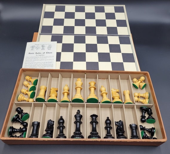 Vintage Chess Set Cavalier Tan & Black Boxwood 3.25 K - Etsy