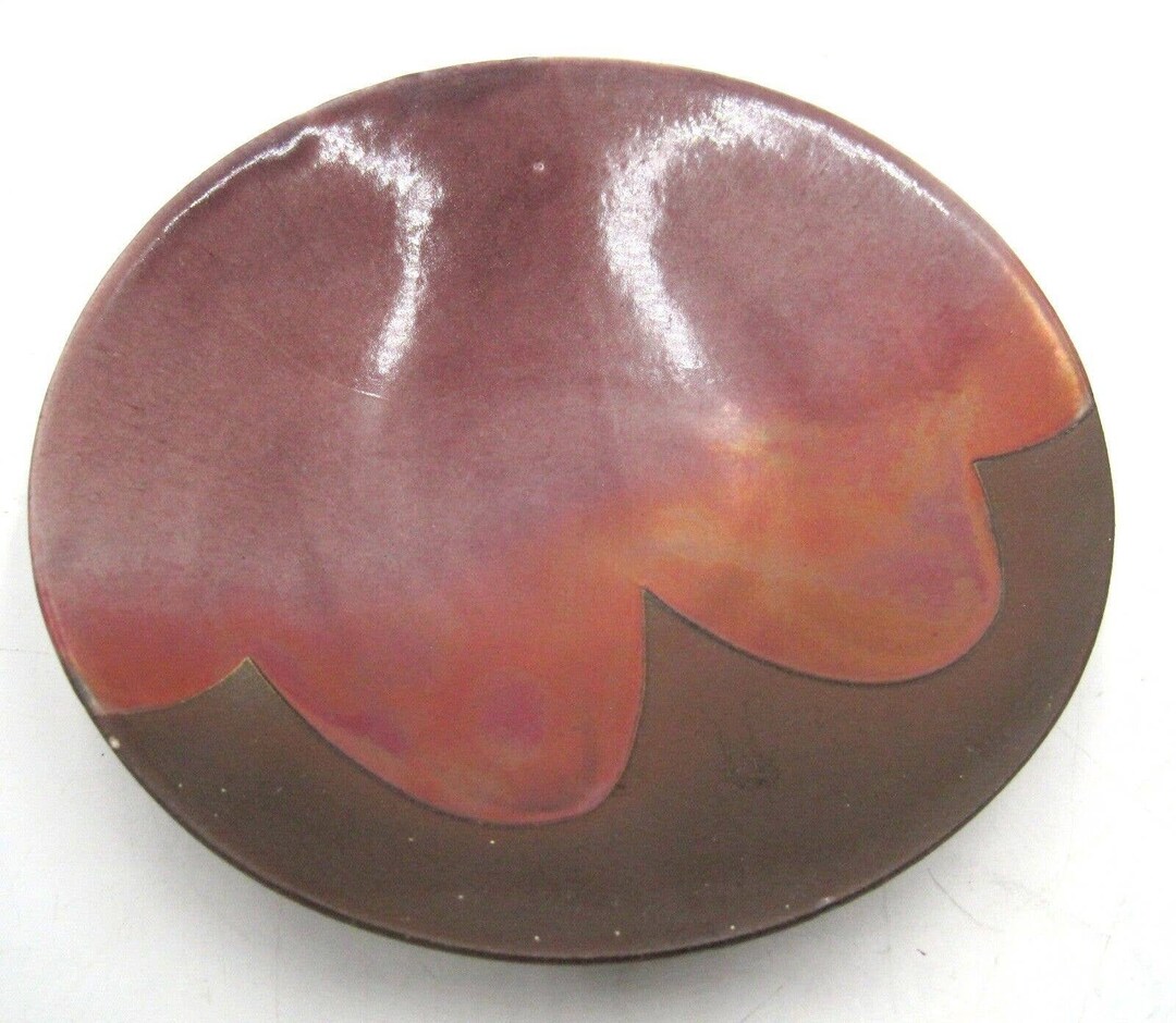 Raku Pottery Tony Evans Plate Signed Beautiful 8 Inch Pink/purple Drip ...