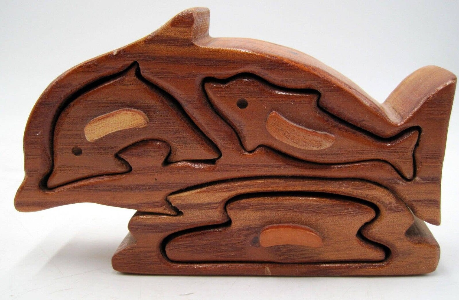 Dolphin Wooden Puzzle Box Jewelry Stash Wood Trinket Box Handmade Gift ...