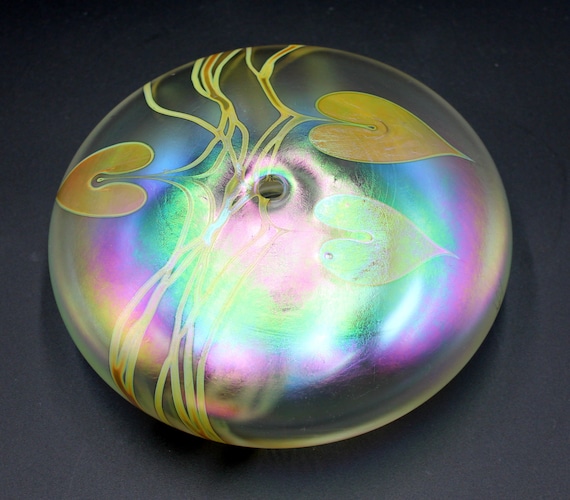 1988 Glasshouse Studios Signed Iridescent Blown Art Glass Oil - Etsy