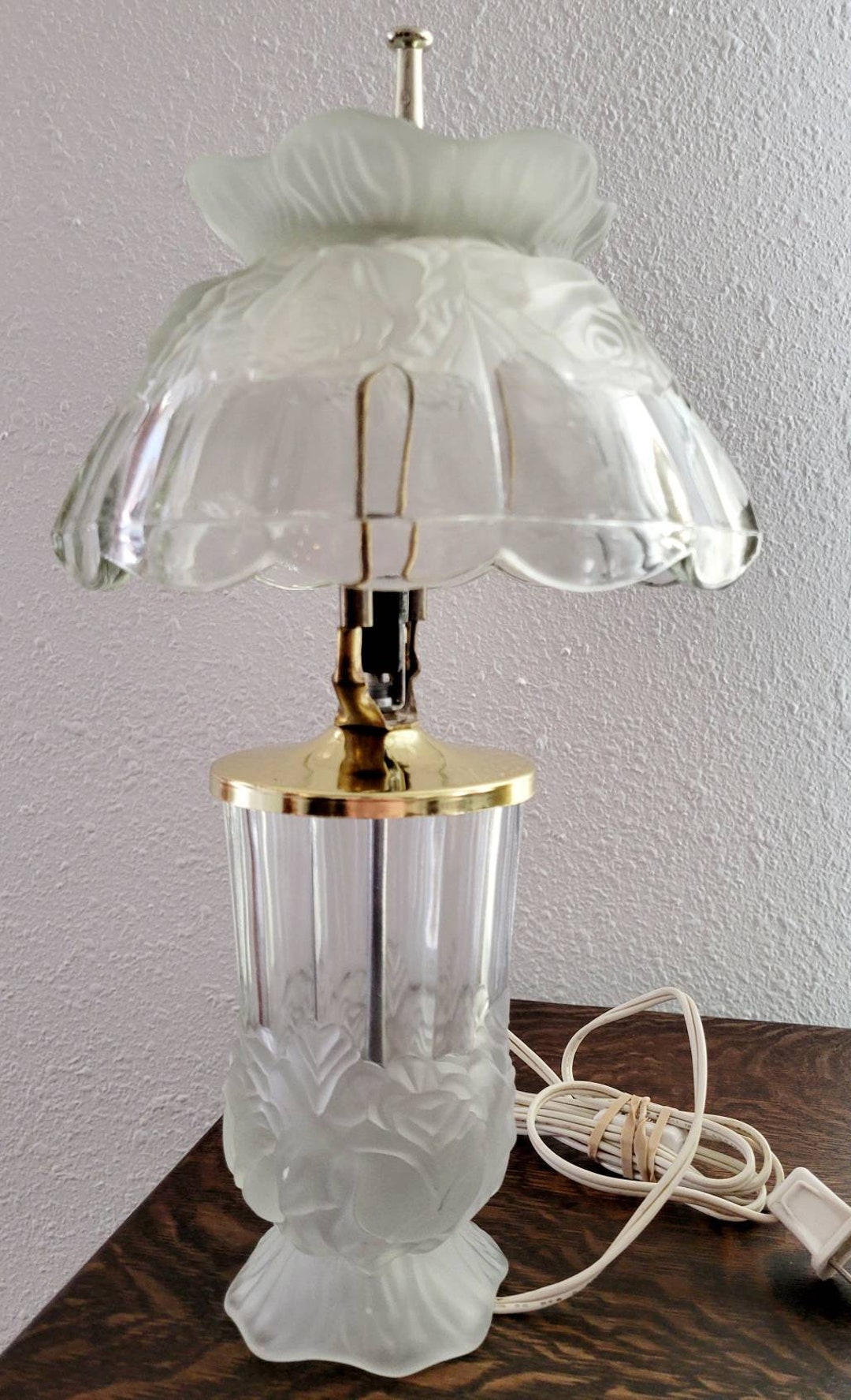 Vintage IMPERLUX West Germany Hand Cut 24% Lead Crystal Lamp Roses ...