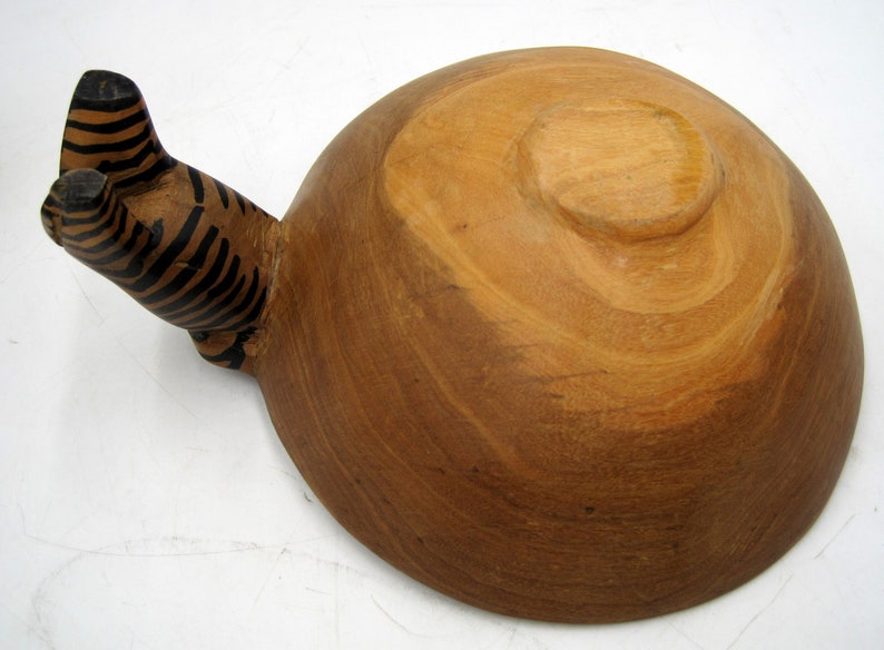 Vintage Hand Carved Wood Giraffe Bowl Rustic African Zoo Animal Decor ...