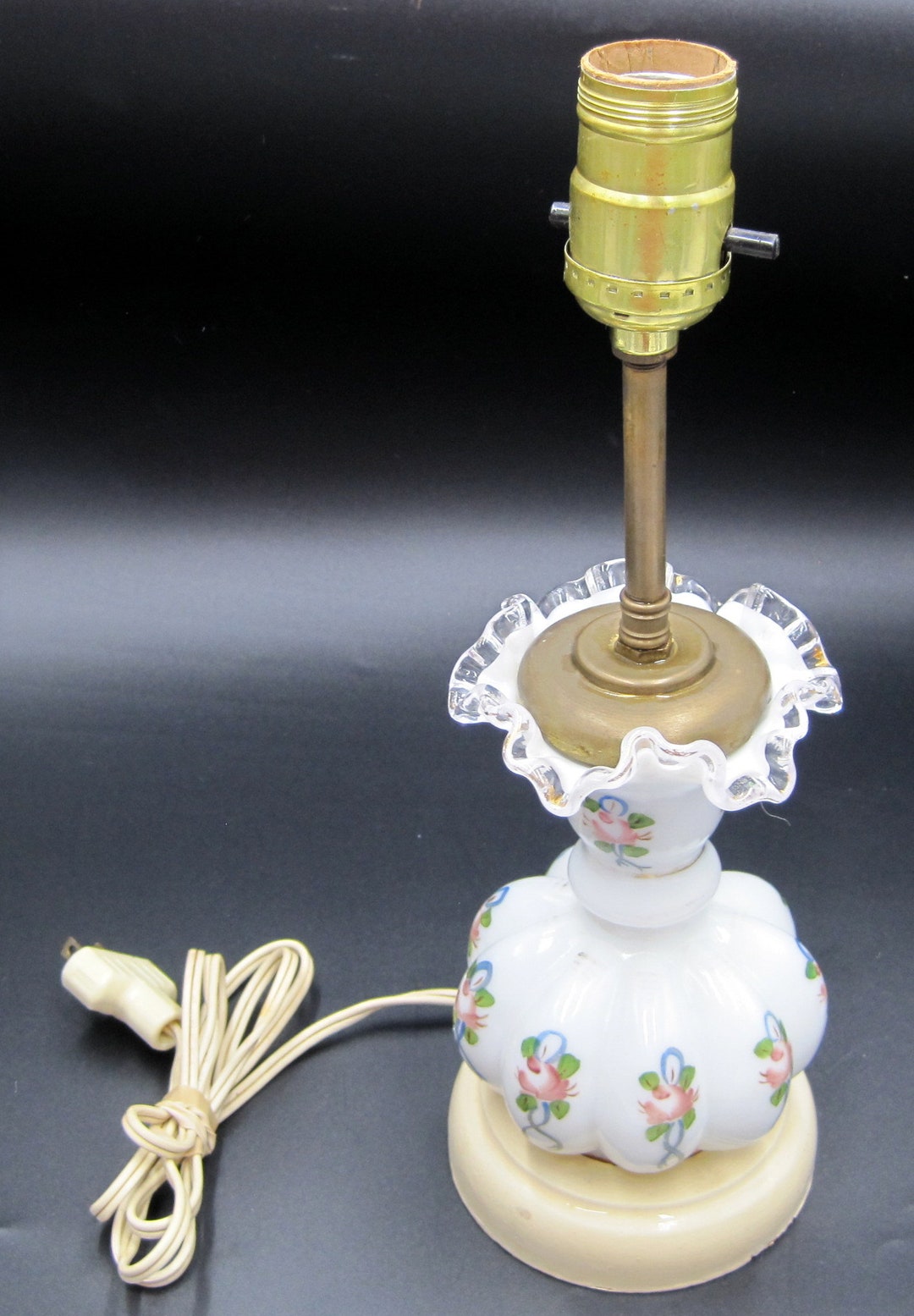 Antique Fenton Peach Crest Vase/lamp With Charleton Roses Decoration - Etsy