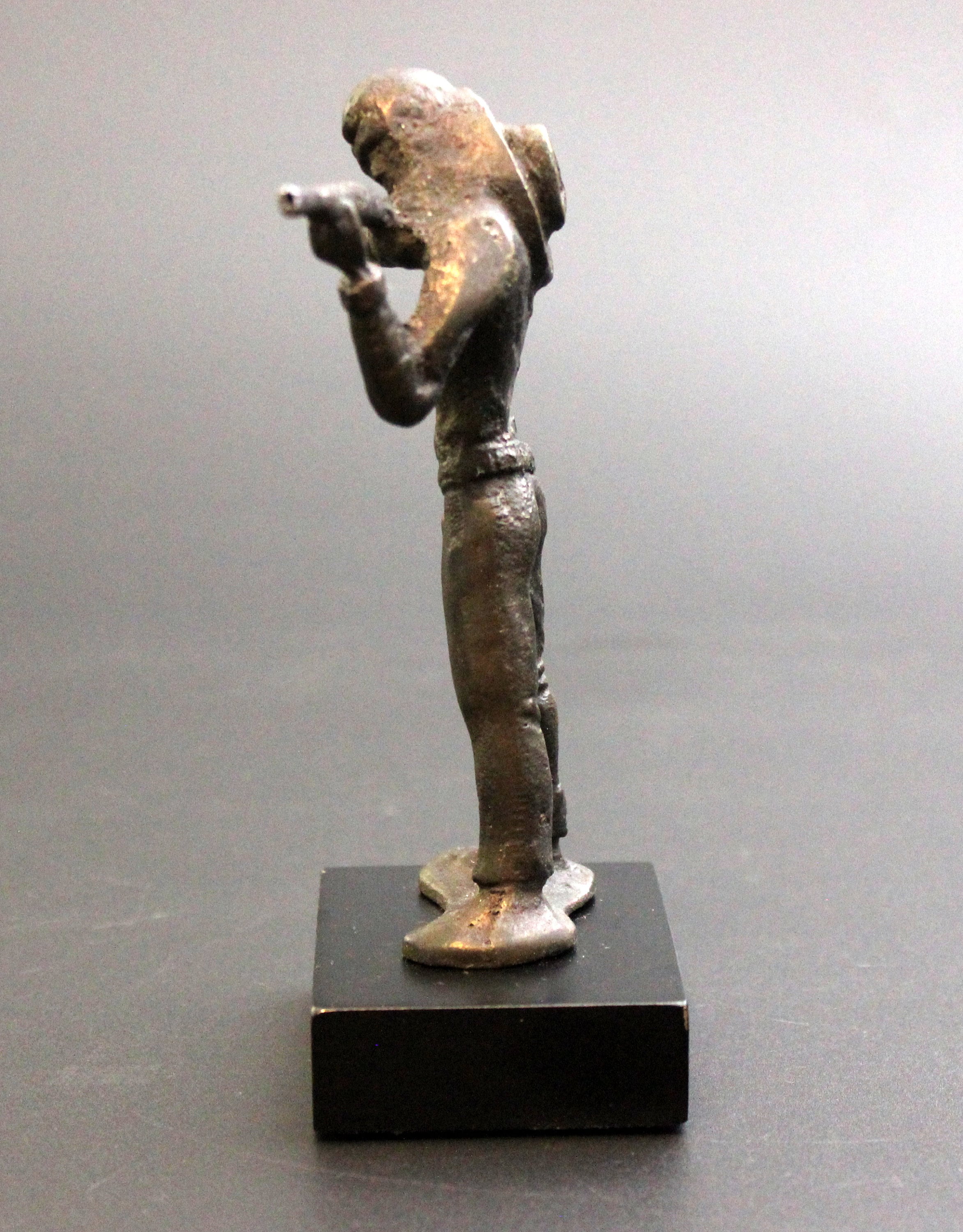 Metal Cowboy Figurine Bronze Sculpture Shooting Rifle Gun in Holster ...