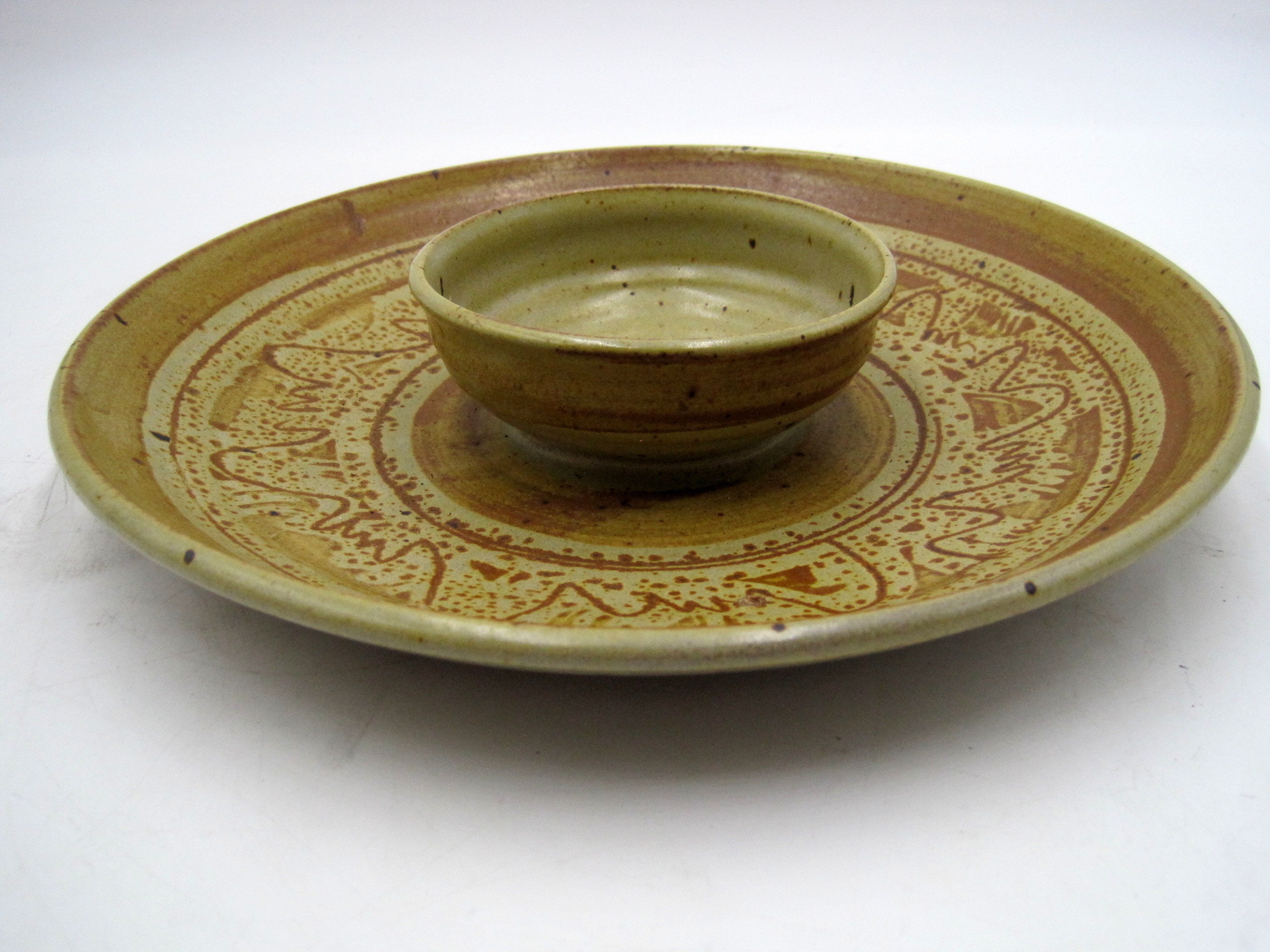 Hage Studio Signed Stoneware Pottery Abstract MCM Theme Chip and ...