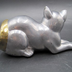 MCM Pewter Brass Metal Cat Figurine Statue Heavy 7" X 4" - Etsy