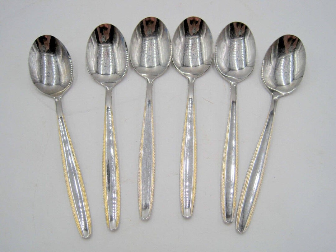 Set of 6 - Solingen 3 Plus Edelstahl 18/8 Stainless Steel Gold Accent ...