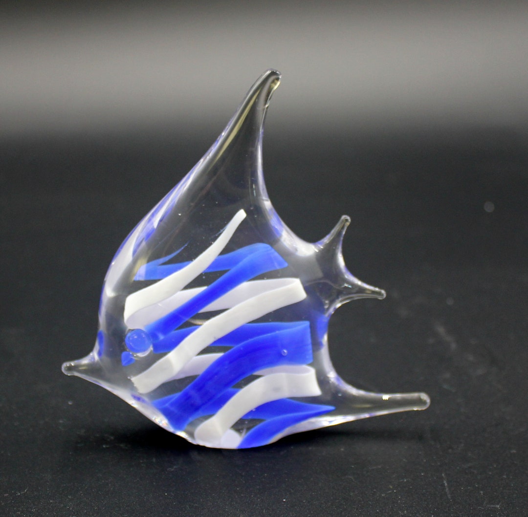 Tropical Blue Angel Fish Hand Blown Art Glass Figurine - Collectible ...