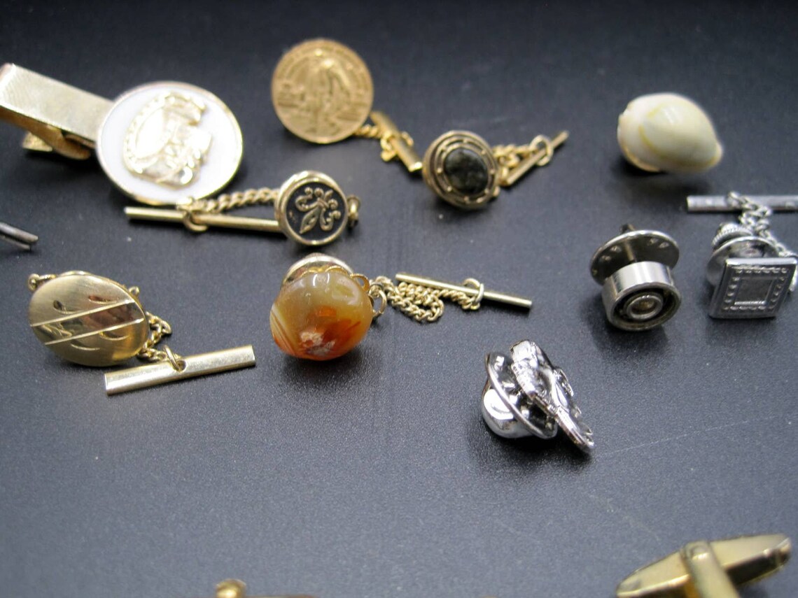 Vintage Tie Clip Tie Bar /tack/cuff Link Lot Railroad/bowling - Etsy