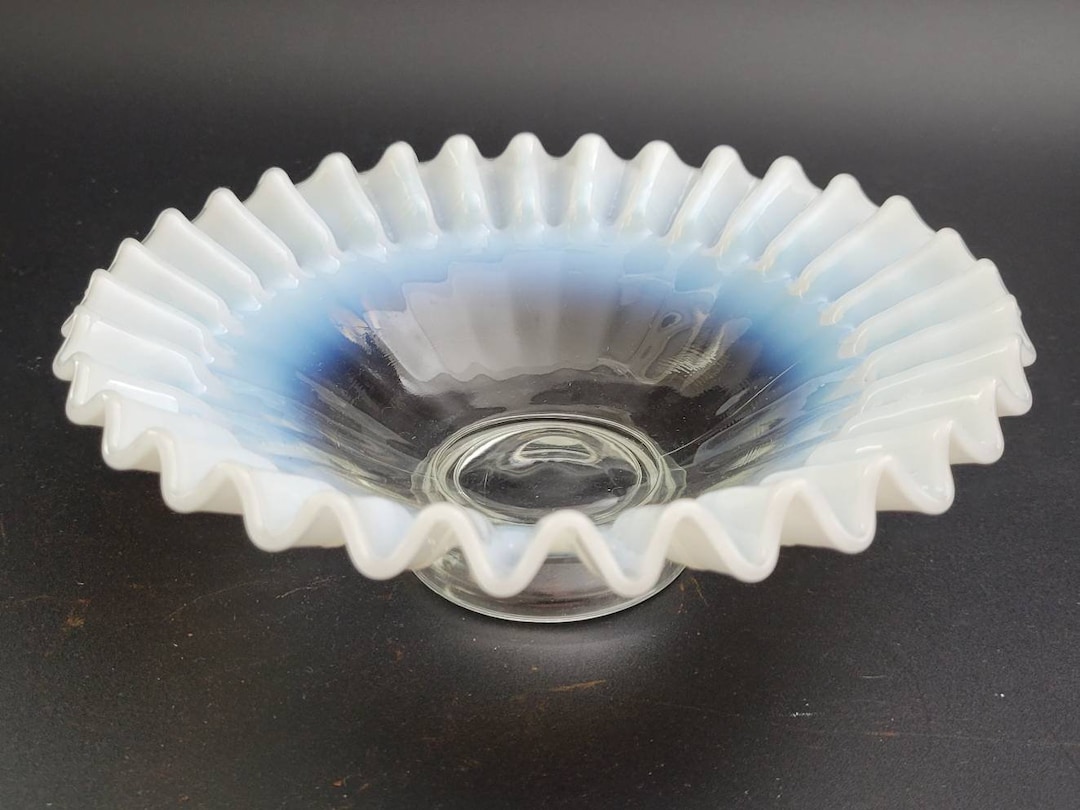 Vintage Dugan Glass White Opalescent 7" Dish Compote Candy - Etsy