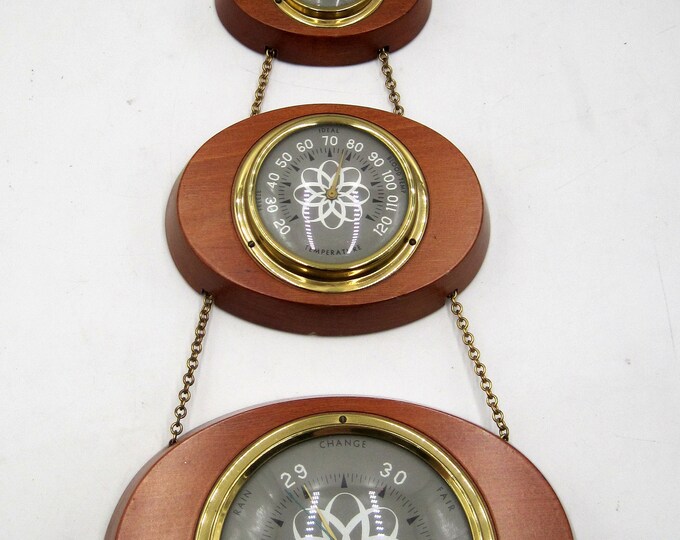 SWIFT & ANDERSON Wall Weather Humidity Temp Comp Barometer Mid Century ...