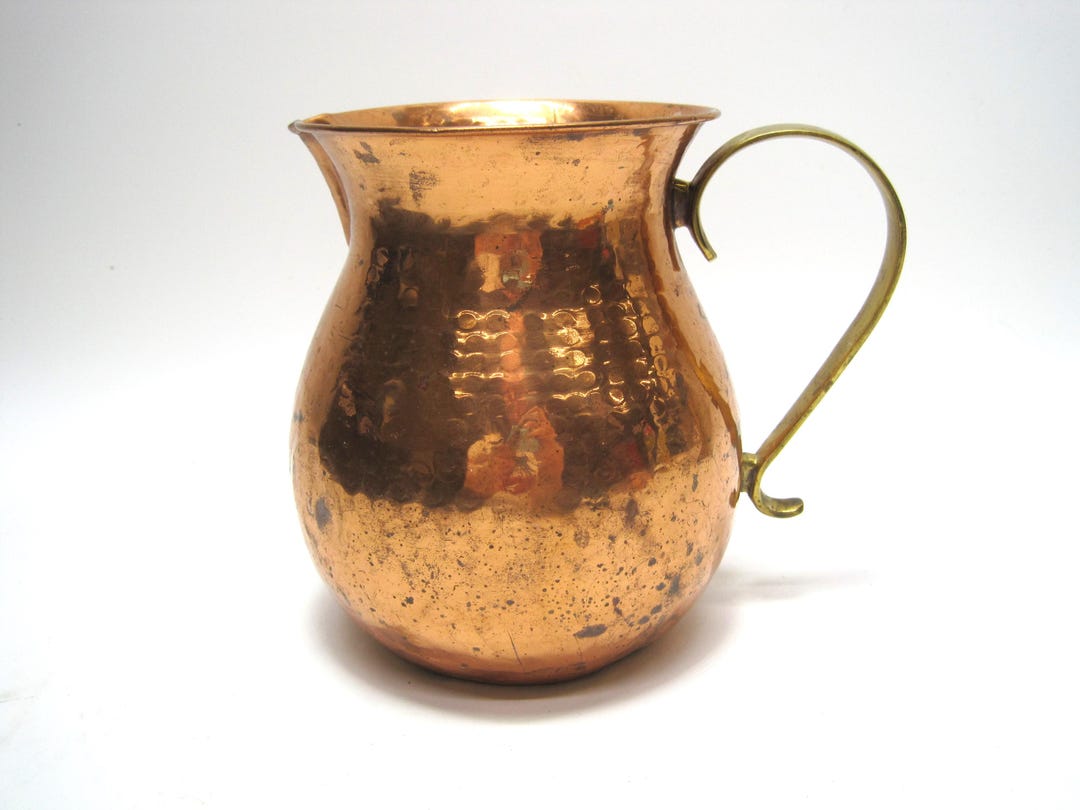 Vintage Solid Copper Pitcher Hand-hammered Decorative Art Piece India 6 ...