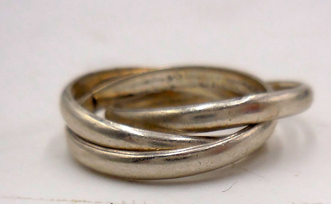 Vintage Taxco Triple Rolling Interlocking Multi Band Ring Sterling Size ...