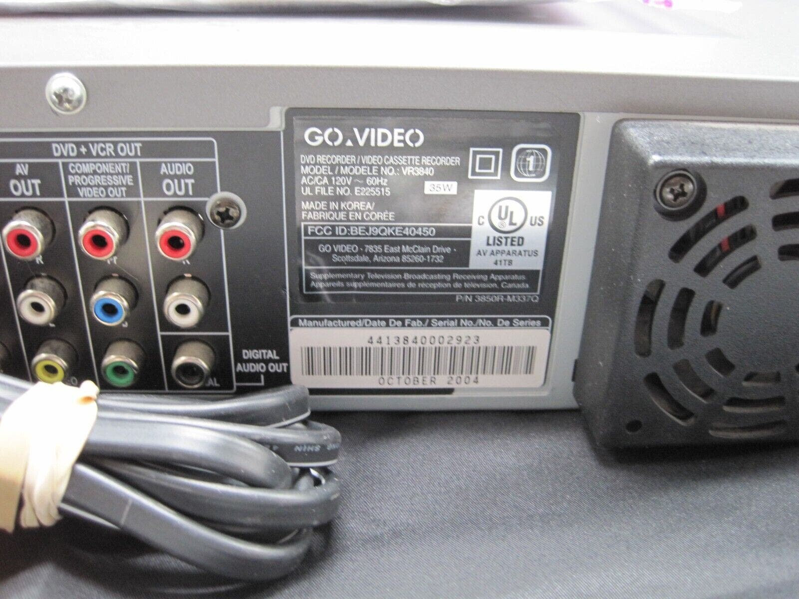 Go Video-vr3840 DVD Recorder Vcr Vhs Player Combo W/ Remote & Manual - Etsy