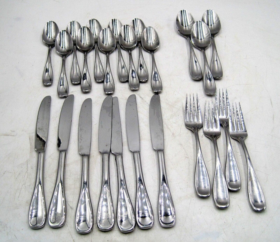 24 Pieces Oneida Voss Stainless Steel Flatware Set Fork Spoon - Etsy