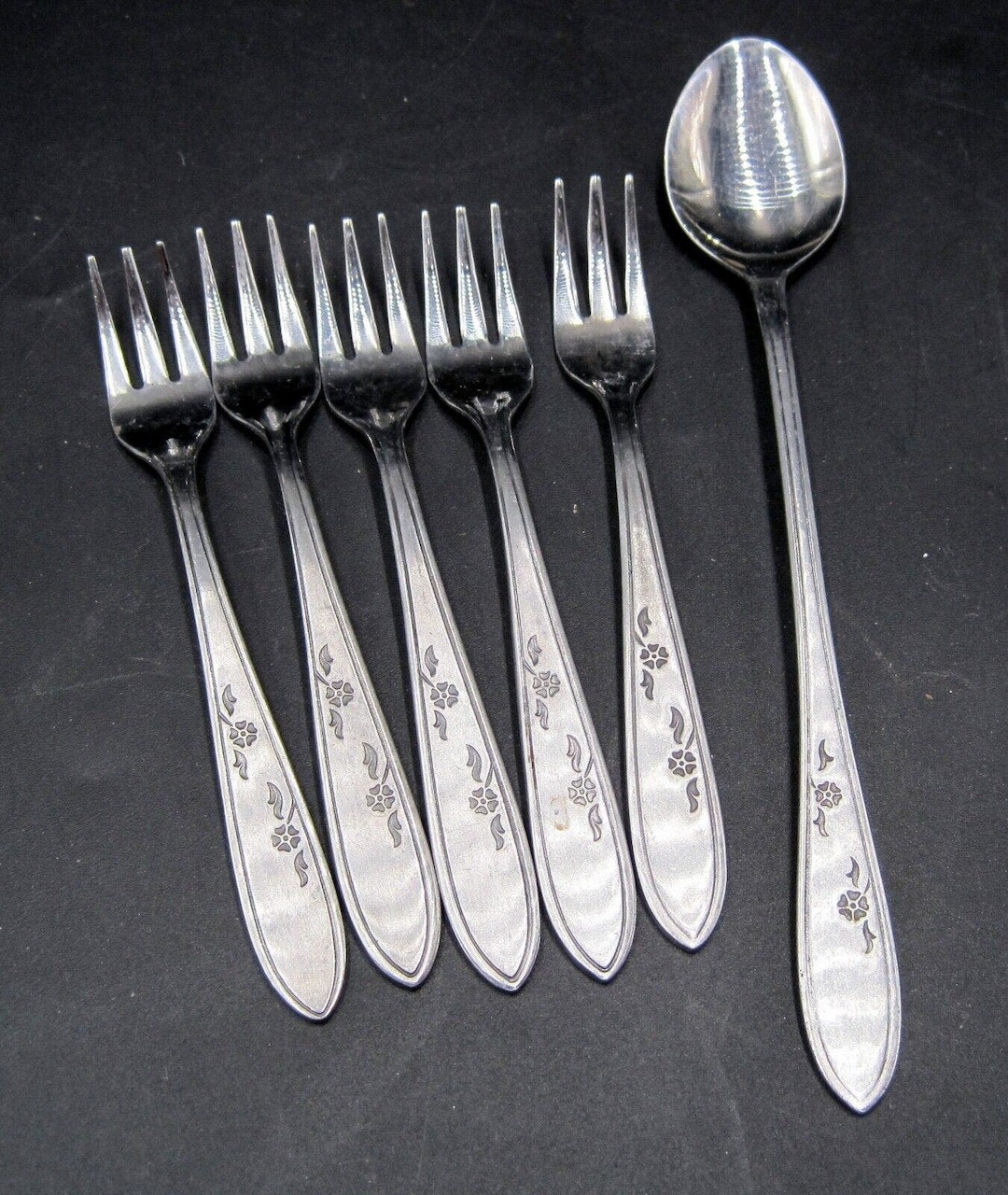 6 Pieces Flower Dance Imperial Stainless Silverware Flatware Cocktail ...