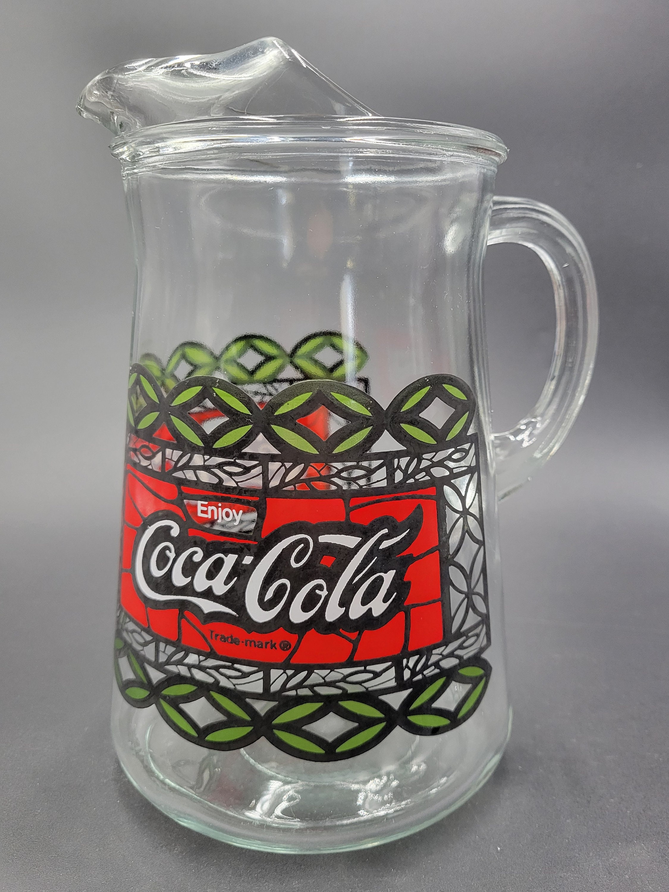 Coca-cola Tiffany Style Stained Glass Pitcher Soda Pop Coke Vintage ...