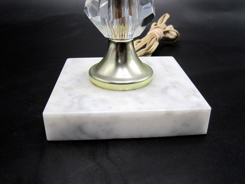 Vintage Cut Lead Crystal Table Lamp Multi Faceted Column Clear Tall ...