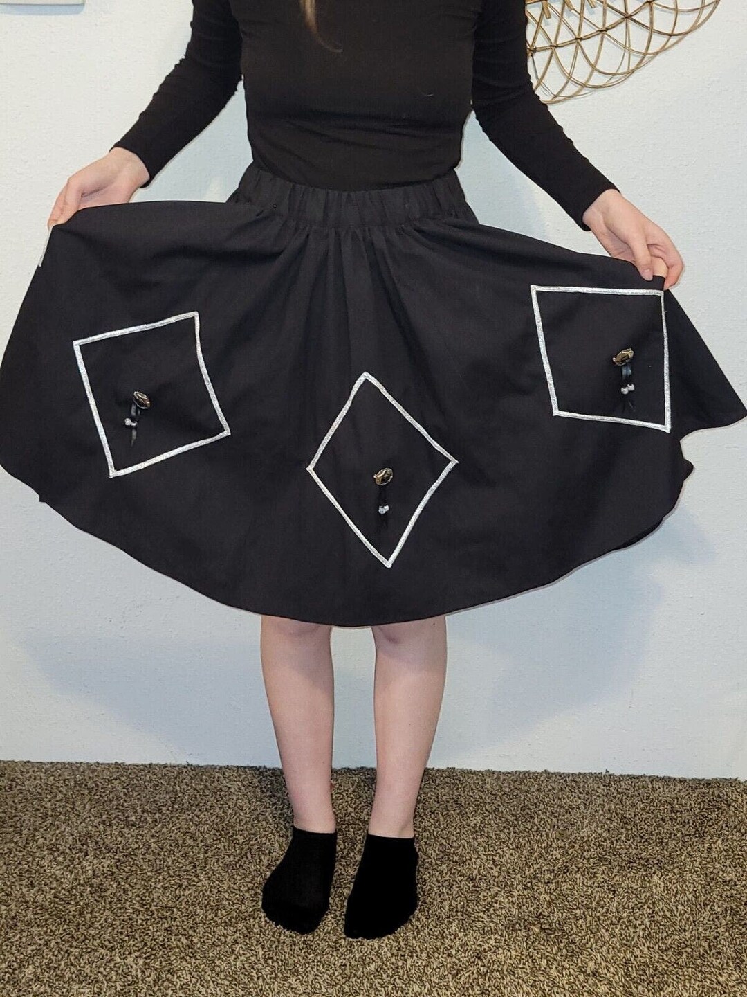 Vtg Square Dance Clothing Skirt Black Concho Western Rockabilly Small ...