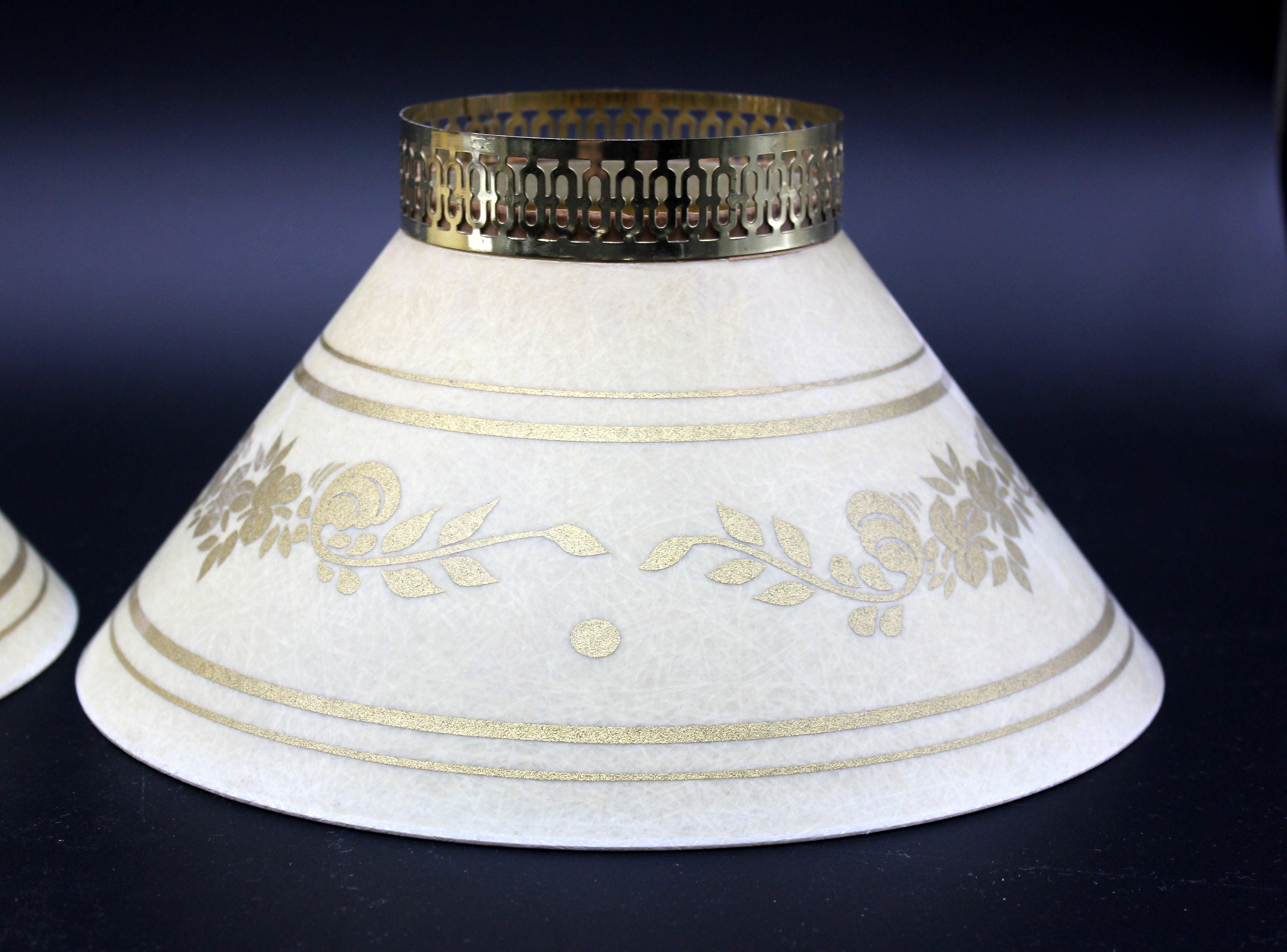 Set of 2 - Tole Lamp Shades Brass Trim Fiberglass Mid Century 10" - Etsy
