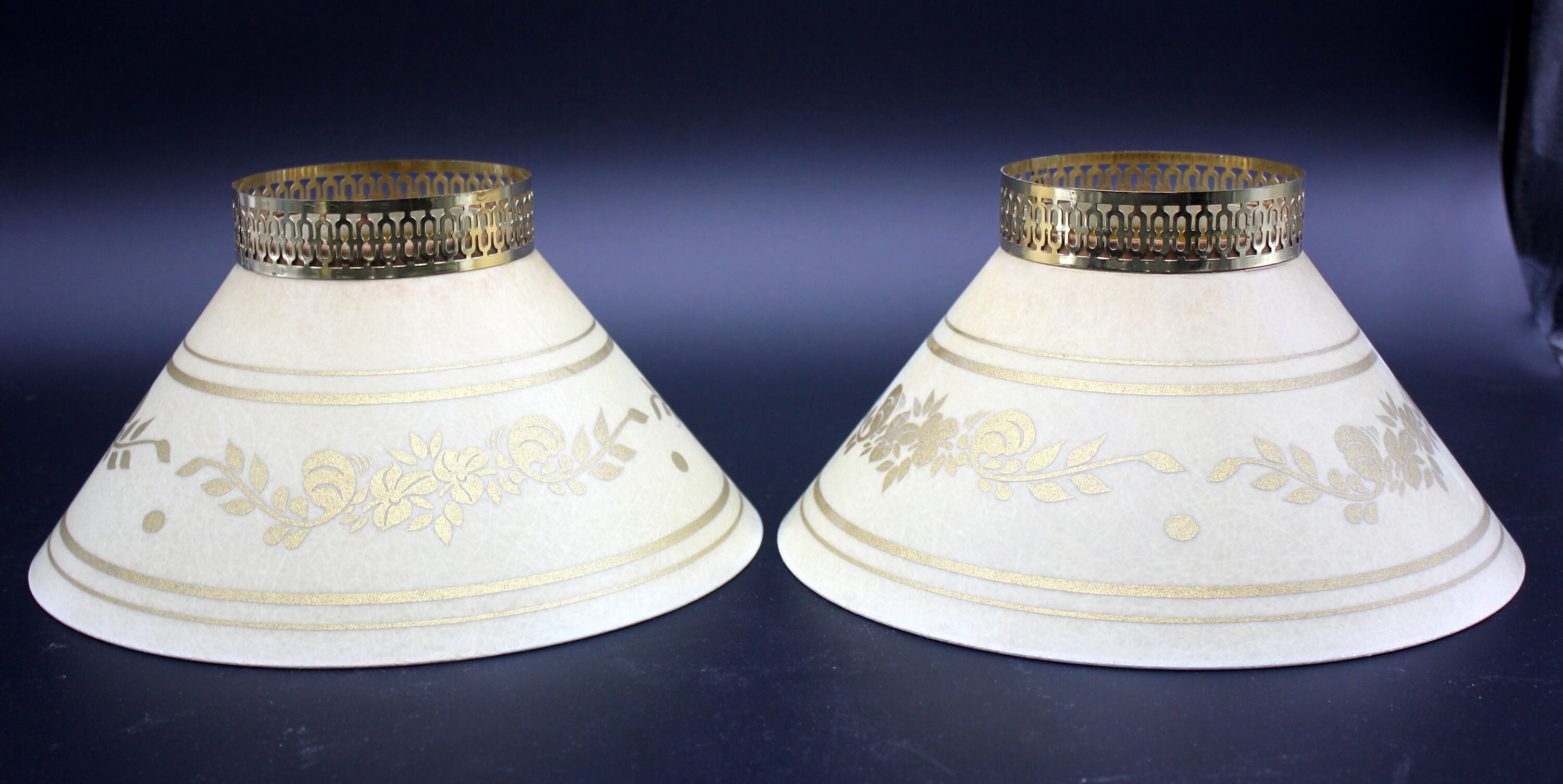 Set of 2 - Tole Lamp Shades Brass Trim Fiberglass Mid Century 10" - Etsy