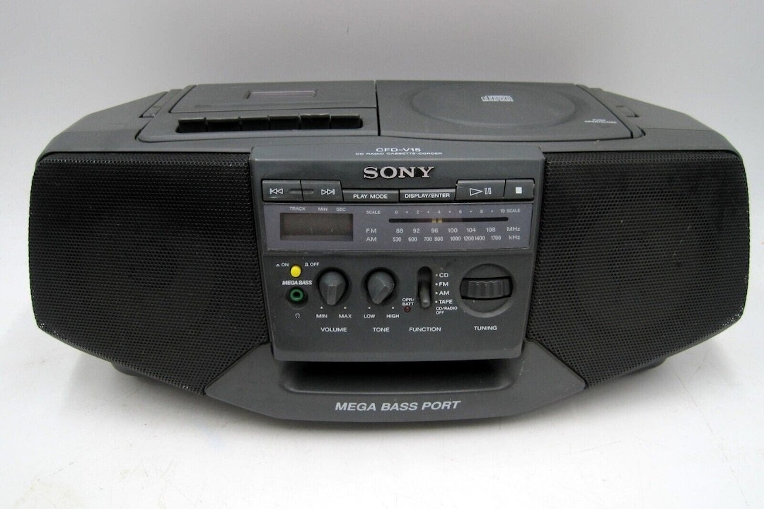 Sony CFD-V15 Boombox CD Radio Cassette-recorder Mega Bass Port Black ...