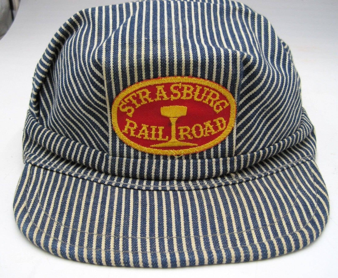 Vintage Strasburg Railroad Hickory Stripe Train Engineer Hat Cap - Etsy
