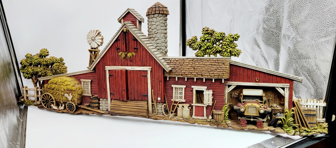 Vintage Burwood Products Co 3D Farm Barn Scene 1974 Wall - Etsy