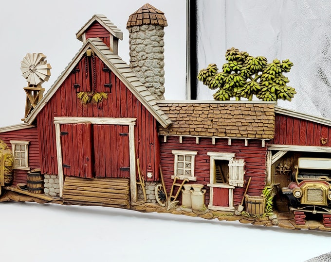 Vintage Burwood Products Co 3D Farm Barn Scene 1974 Wall Hanging 46 ...