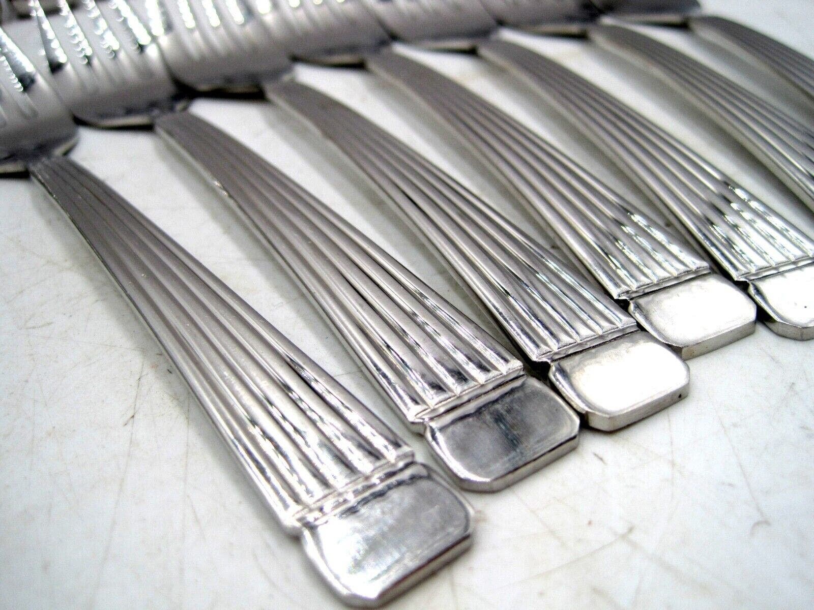 30 Pieces Vintage MCM Stainless Linear Fluted Ribbed Design Flatware ...