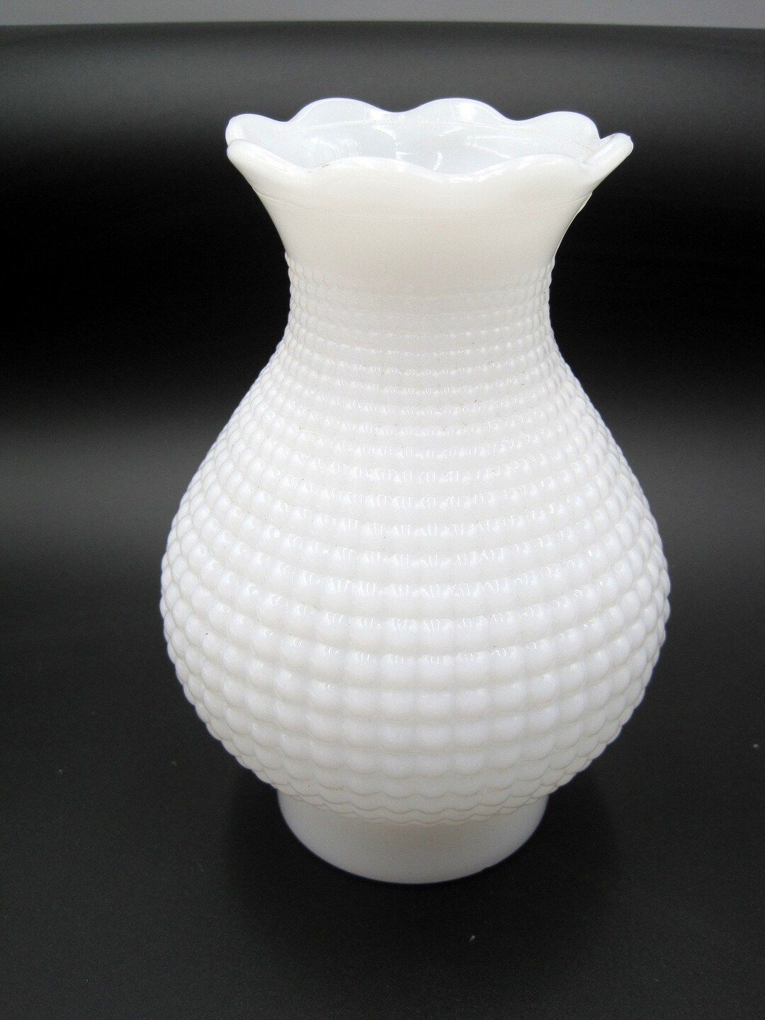Vintage 1950s Hobnail Milk Glass Hurricane Shade, 3 Inch Fitter, Waffle ...