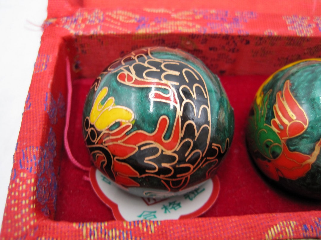 Vtg Dragon & Phoenix Chinese Baoding Balls Set Chimes Health - Etsy