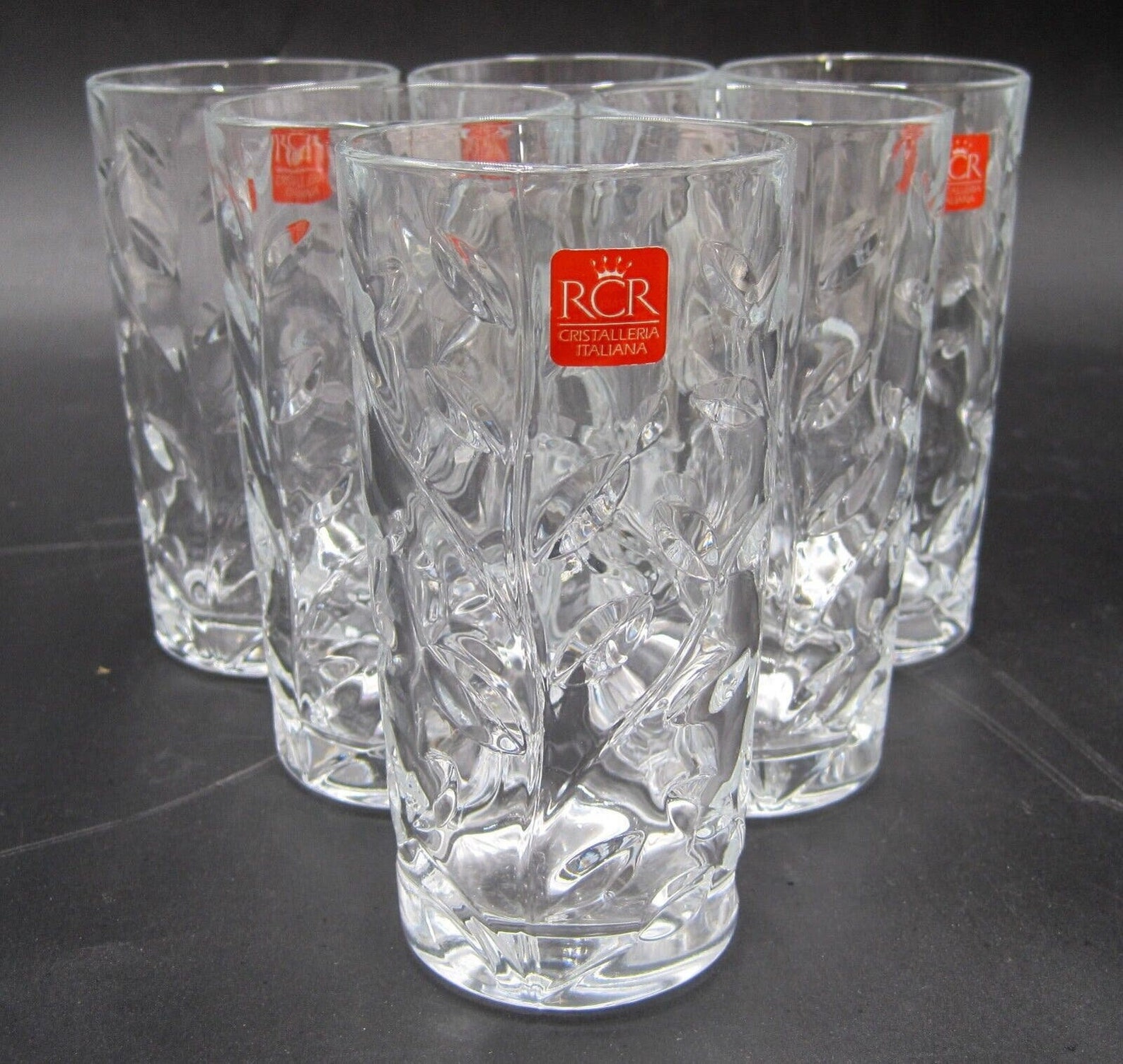 RCR LAURUS Clear Crystal Glass Tumblers 17oz Made in Italy Set of 6 MINT! - Etsy