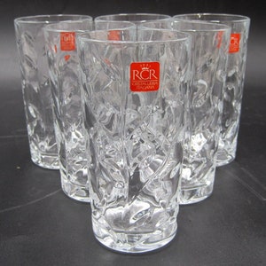 RCR LAURUS Clear Crystal Glass Tumblers 17oz Made in Italy Set of 6 ...