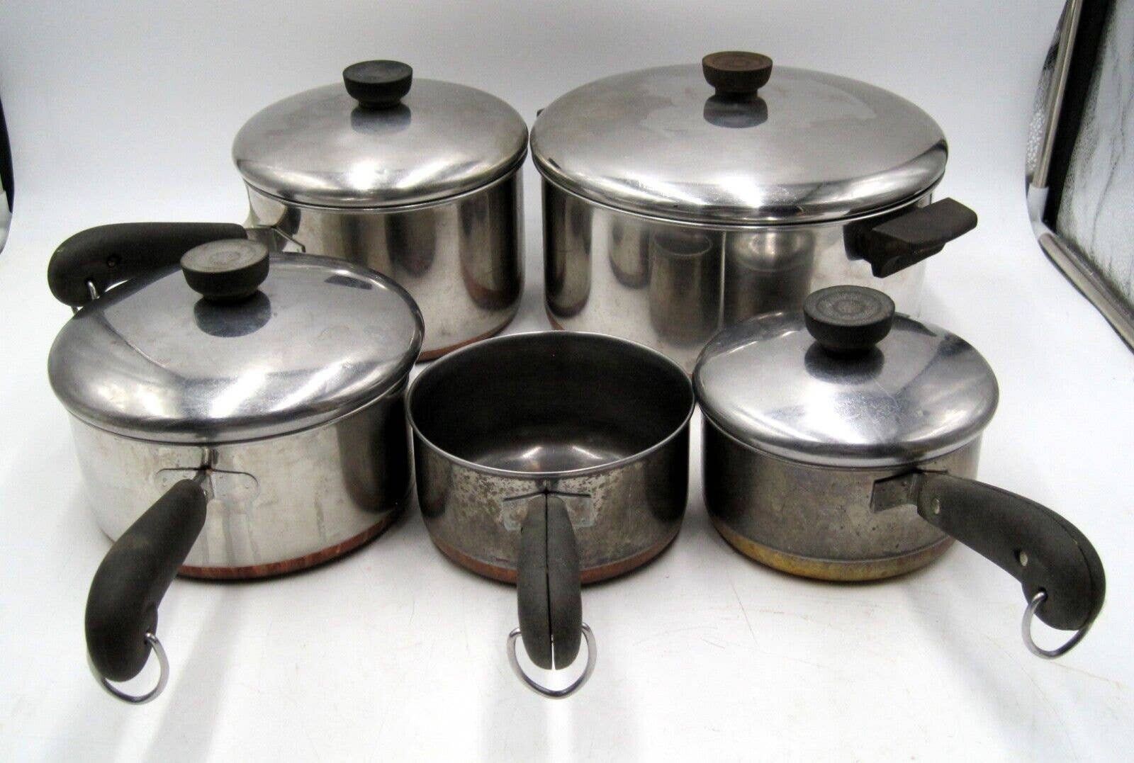 Set of 5 Vintage Revere Ware Copper Clad Bottom Pan 6qt 3qt - Etsy