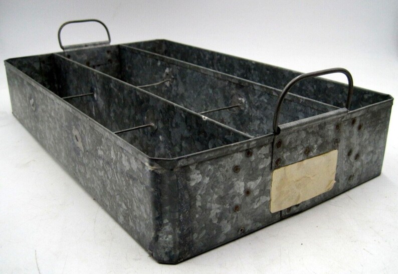 VTG Industrial Galvanized Metal Divided Tray W/wire Mesh Bottom 18" X ...
