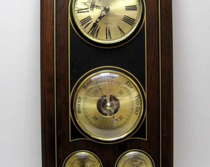 Bulova Mid Century Mod Kitsch Weather Station Clock Barometer ...