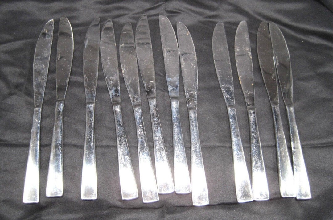 Set of 12 - Pfaltzgraff Flatware Danford Pattern Dinner Knives ...