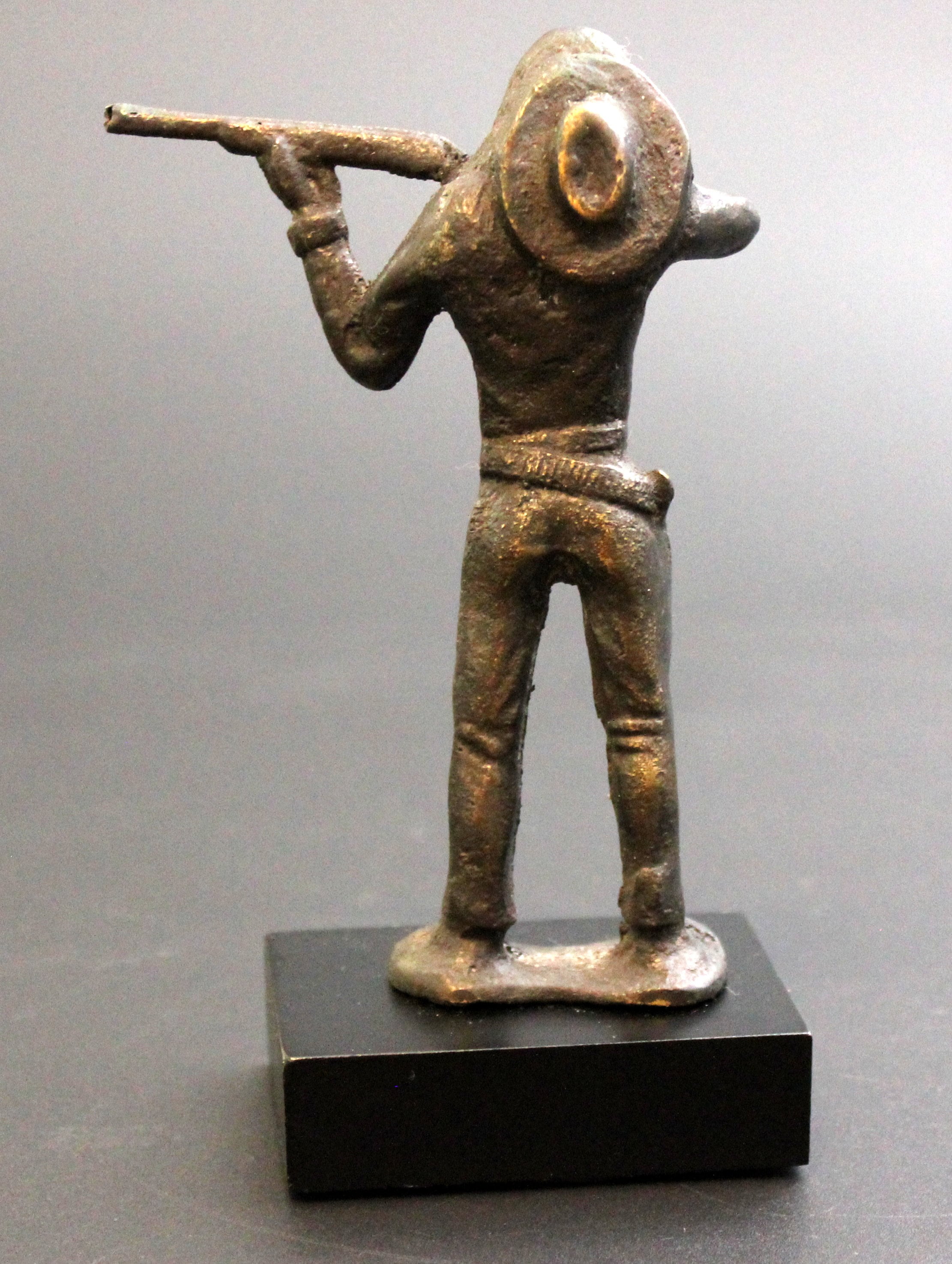 Metal Cowboy Figurine Bronze Sculpture Shooting Rifle Gun in Holster ...